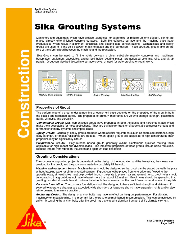 Sika Grouting Systems | PDF | Epoxy | Concrete