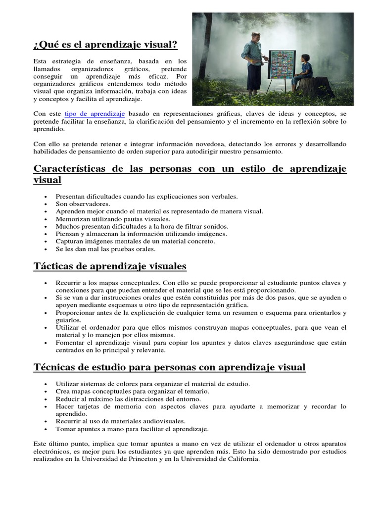 Qué Es El Aprendizaje Visual | PDF | Neuropsicología | Aprendizaje
