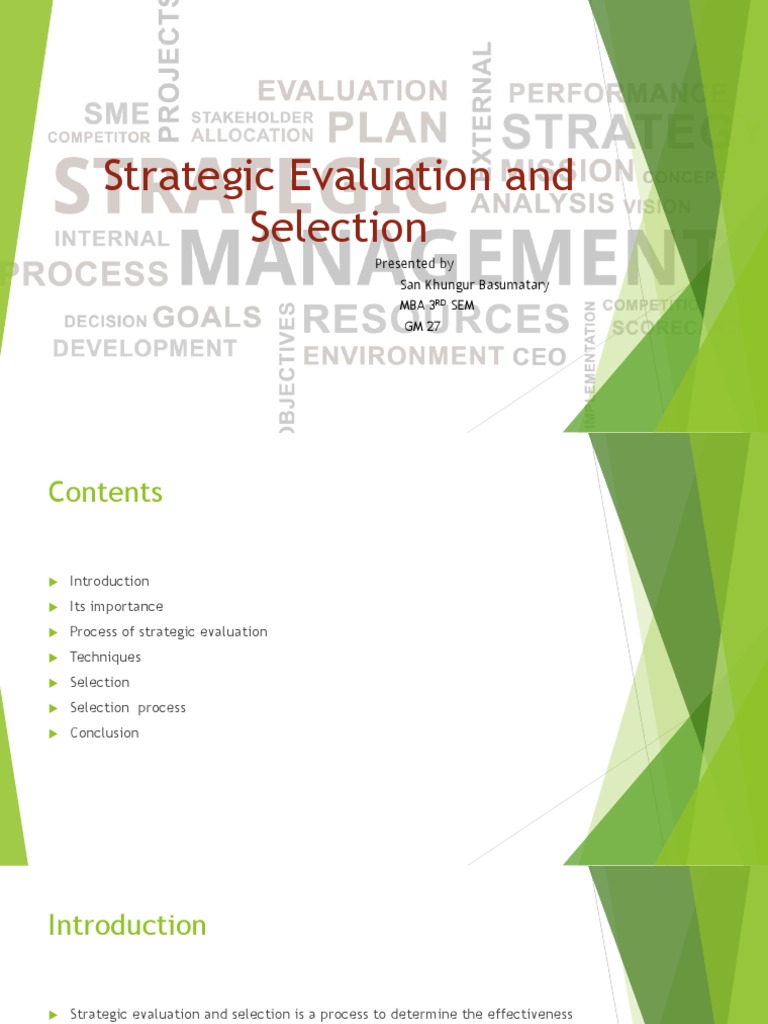 Strategic Evaluation and Selection | PDF | Strategic Management ...