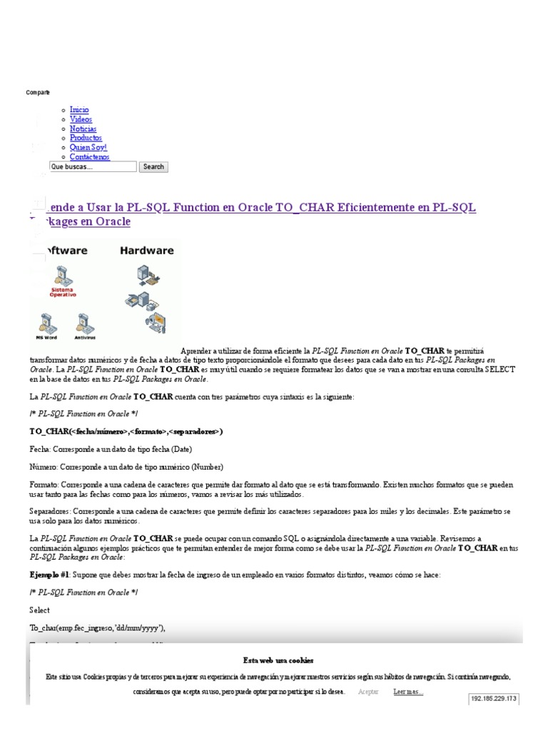 Aprende A Utilizar La PL-SQL Function en Oracle TO - CHAR | PDF ...