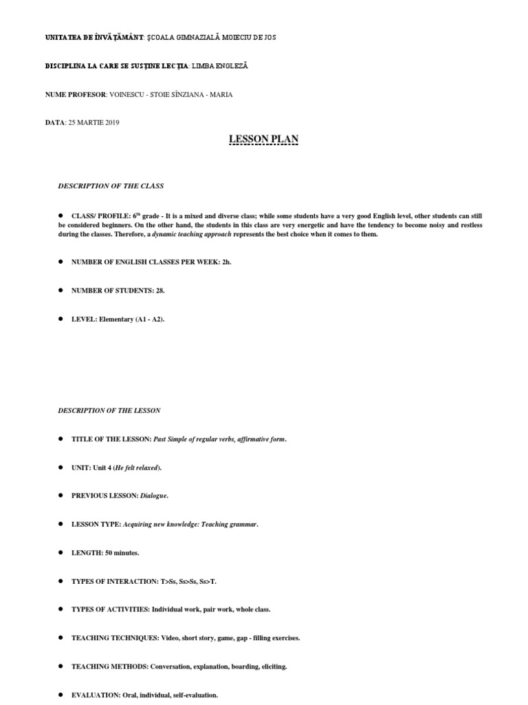Lesson Plan 6th Grade | PDF | Spelling | Textbook