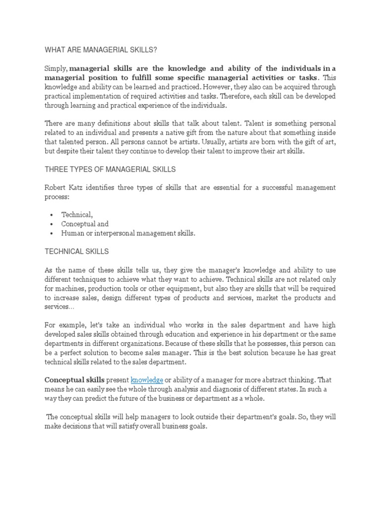 Managerial Position To Fulfill Some Specific Managerial Activities or ...