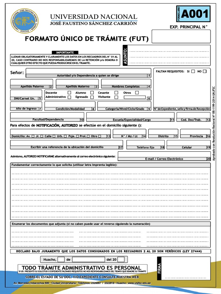 03-Fut A0010 Formulario Unico Tramite PDF | PDF