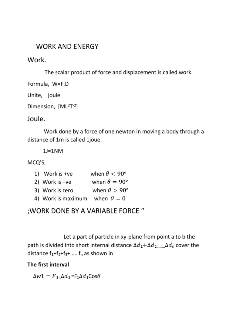 Work and Energy Physics | PDF