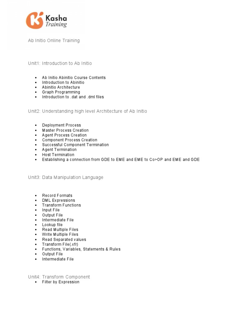 Ab Initio Online Training Course Overview | PDF