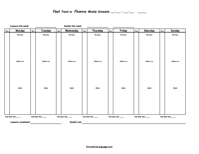 Weekly Schedule German | PDF