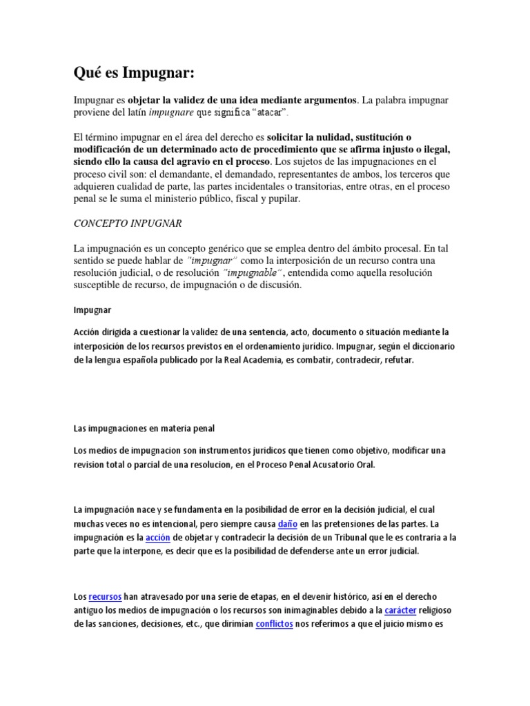 Qué Es Impugnar | PDF | Ley procesal | Juez