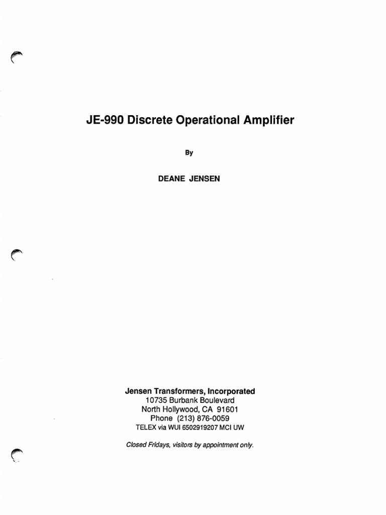 JE-990 Discrete Op Amp Overview | PDF | Amplifier | Operational Amplifier