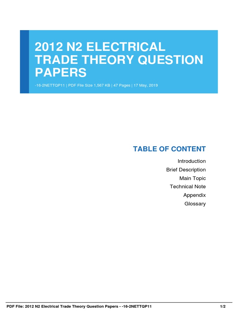 ID6d6b215b3-2012 n2 Electrical Trade Theory Question Papers | PDF | E ...