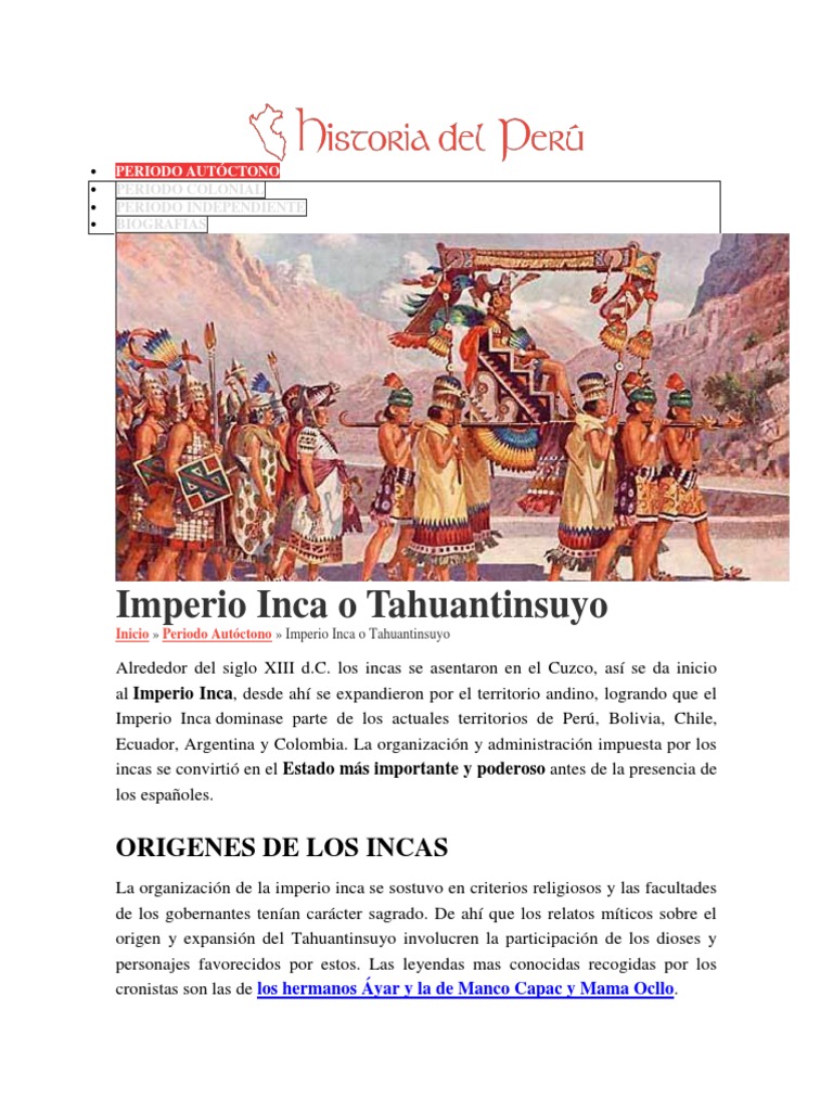 Periodo Autóctono | PDF | Imperio Inca
