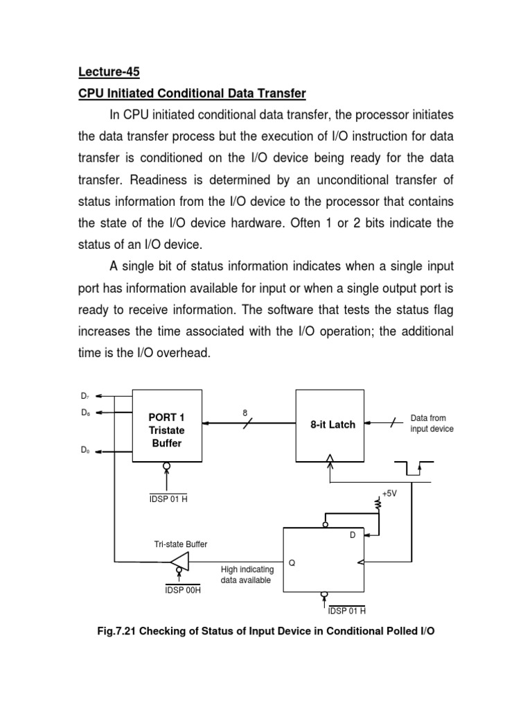 Lecture-45 CPU Initiated Conditional Data Transfer: Port 1 Tristate ...