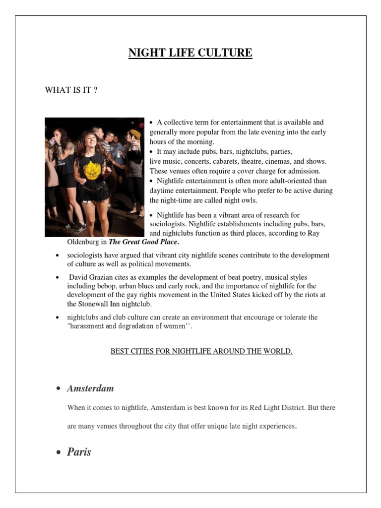 Night Life Culture | PDF