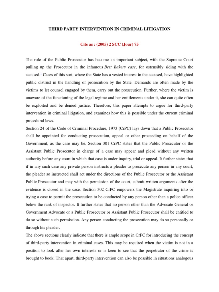 Third Party Intervention in The Criminal Trial | PDF | Prosecutor ...