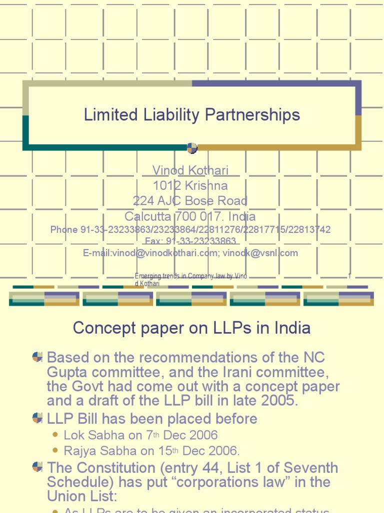Presentation On LLPs 2 | PDF | Law | Limited Liability Partnership