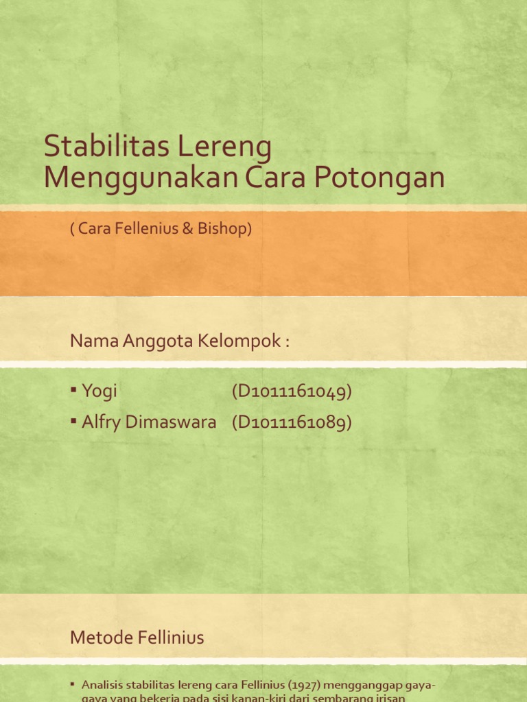 Analisis Stabilitas Lereng Metode Fellenius dan Bishop | PDF