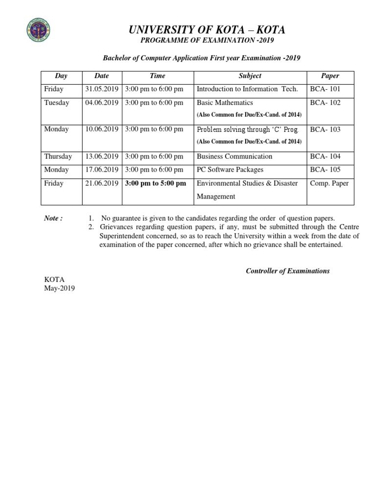 UG Professional Time Table 2019 | PDF | Biotechnology | Biology