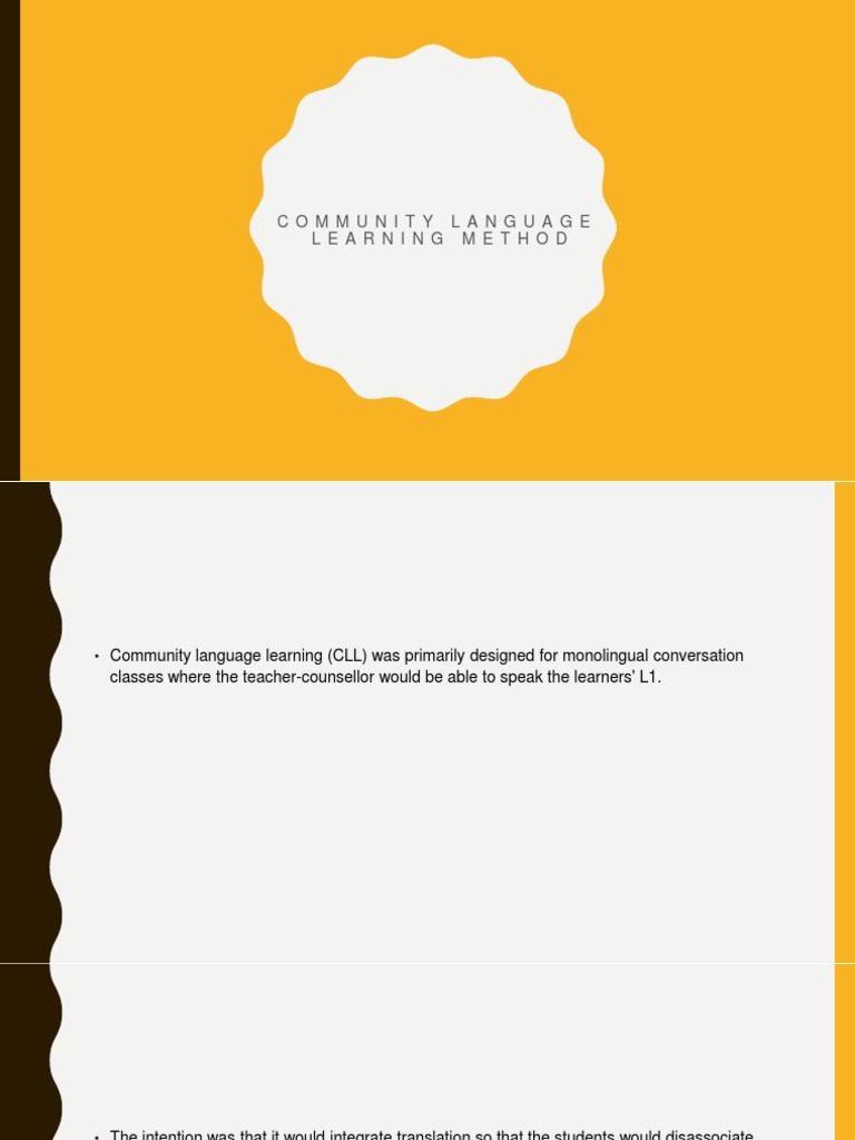 Community Language Learning | PDF | Language Acquisition | Teaching Method Community Language Learning | PDF | Language Acquisition | Teaching Method