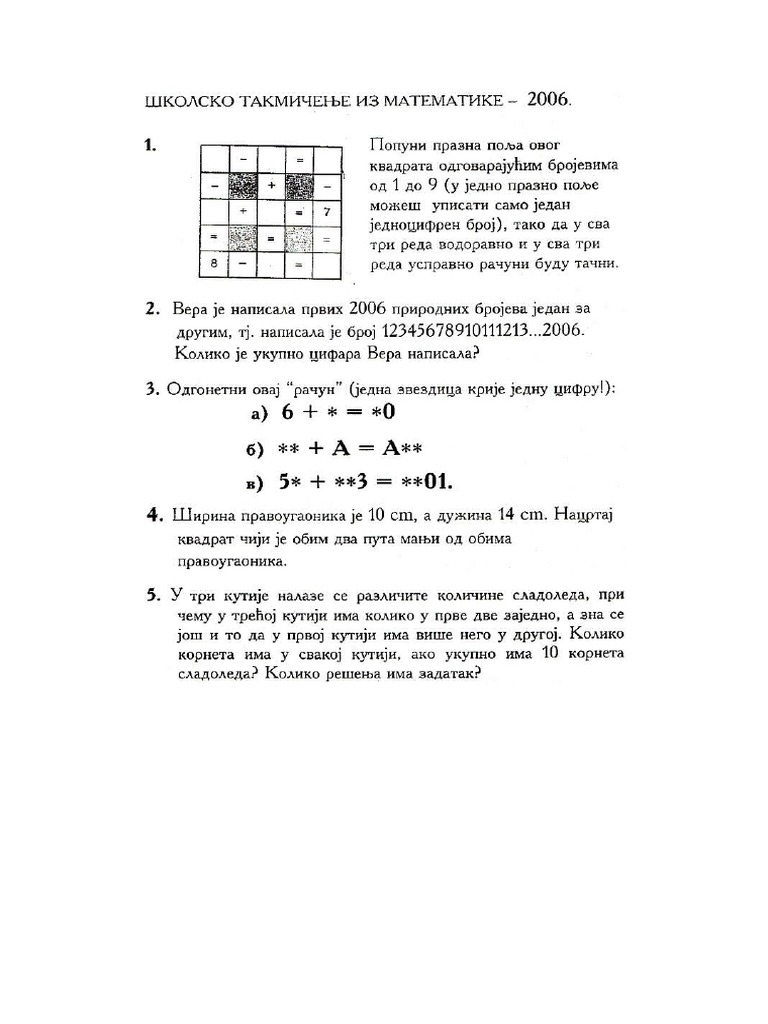 Zadaci Mislisa Za 4 Razred | PDF