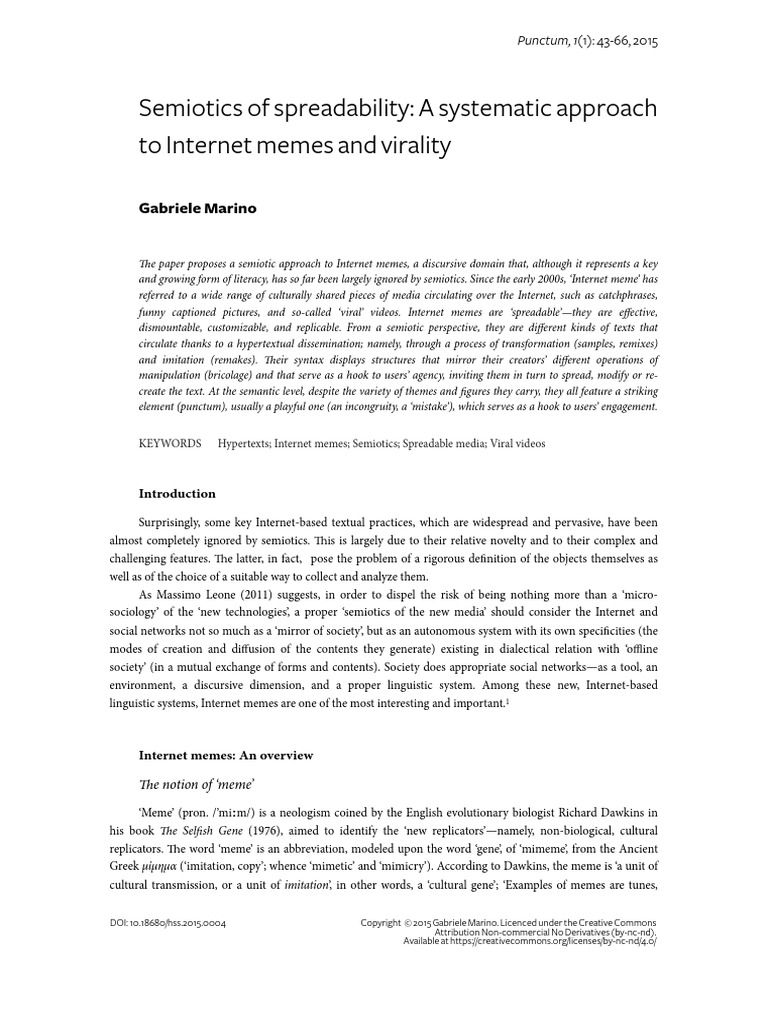 Semiotics of Meme | PDF | Internet
