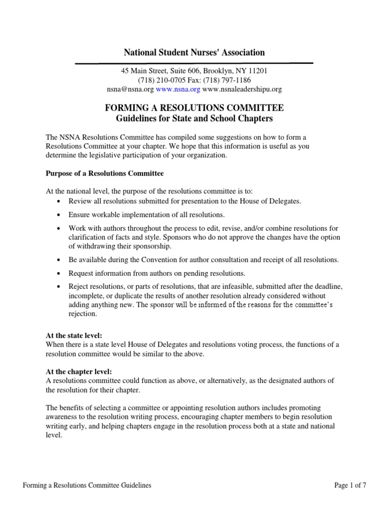 Forming A Resolutions Committee Guidelines | PDF | Committee | Board Of ...