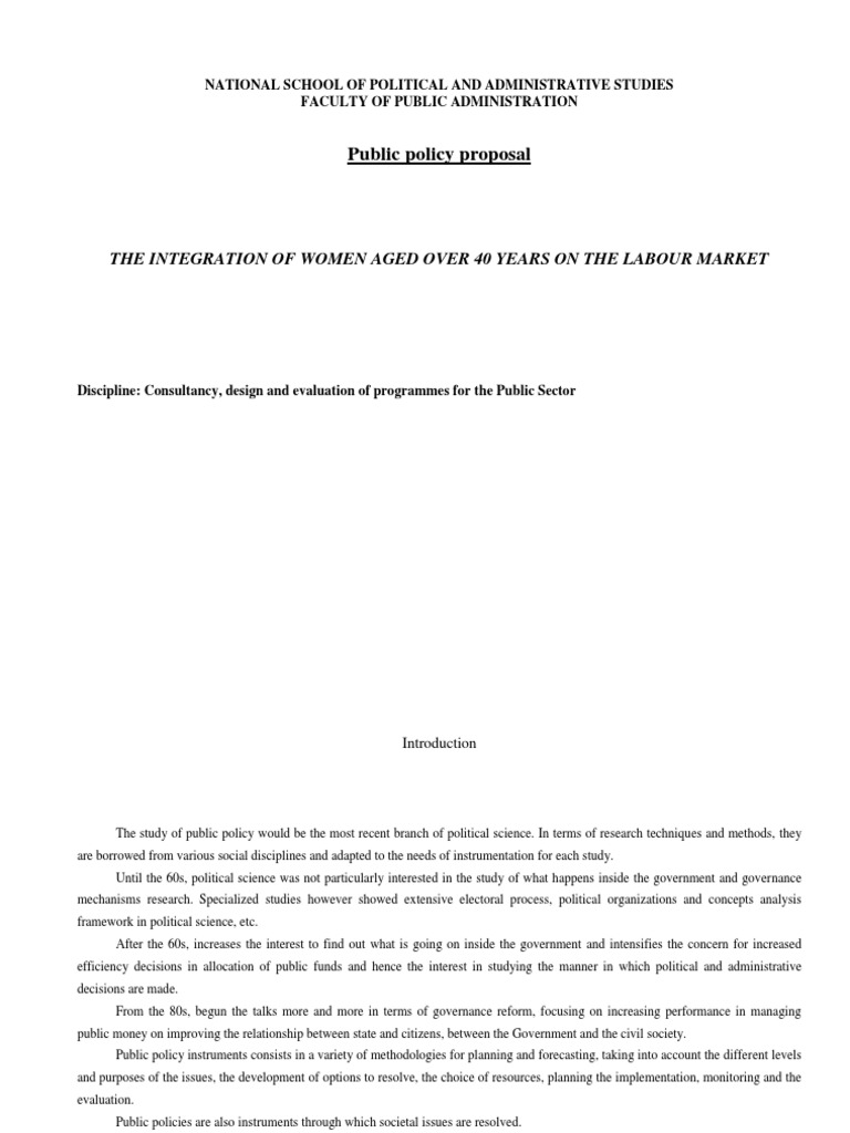 Public Policy Proposal | PDF | Employment | Governance