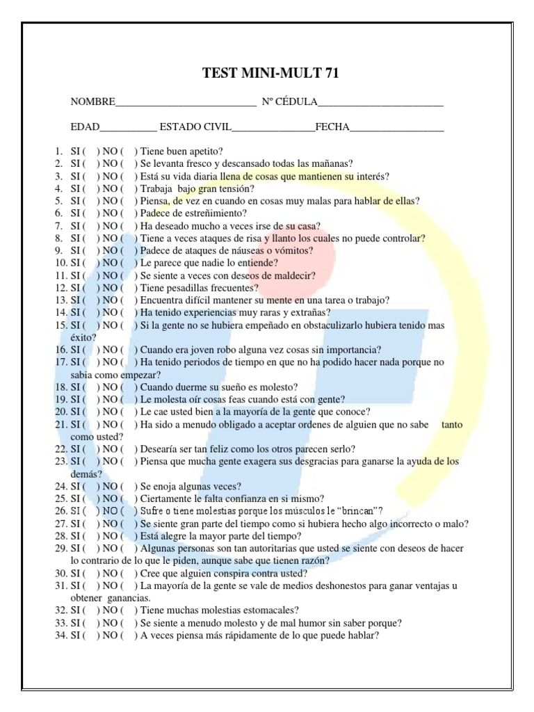 Test Mini-Mult: Evaluación Psicológica | PDF | Ocio