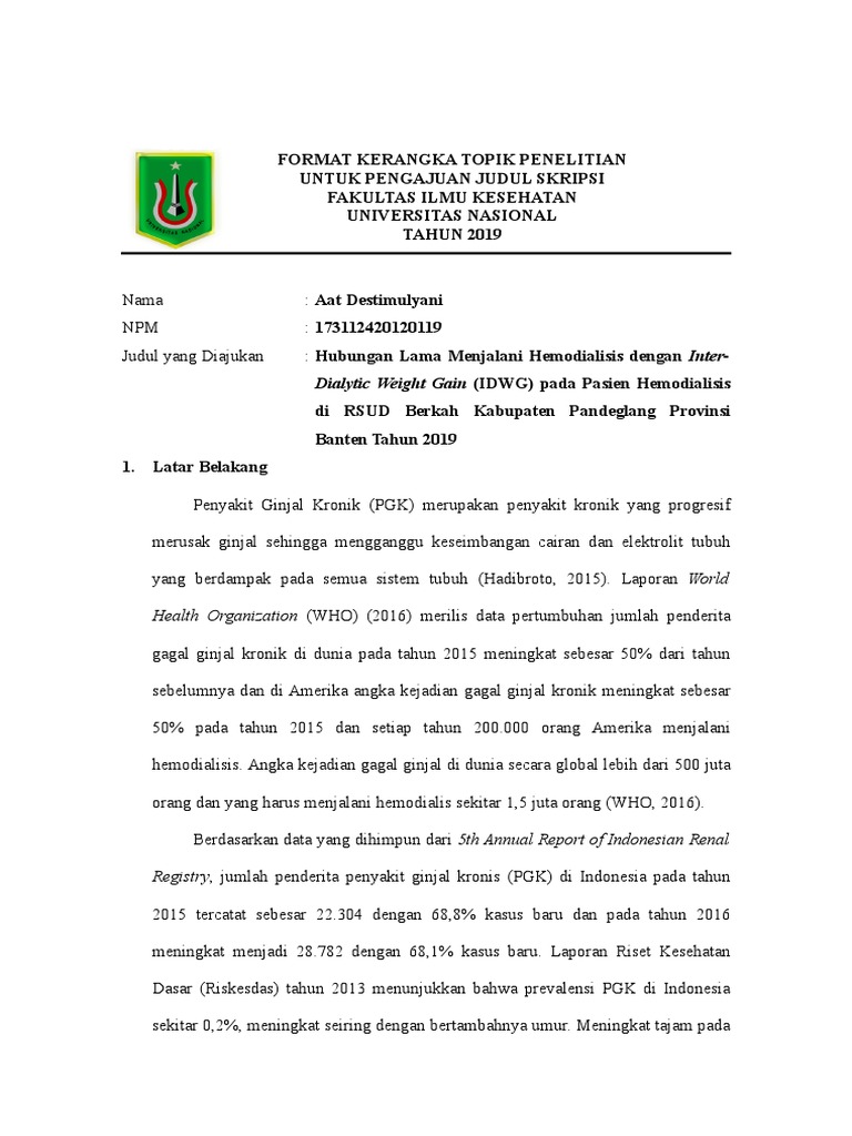 Penelitian Hemodialisis Dan Idwg Pdf