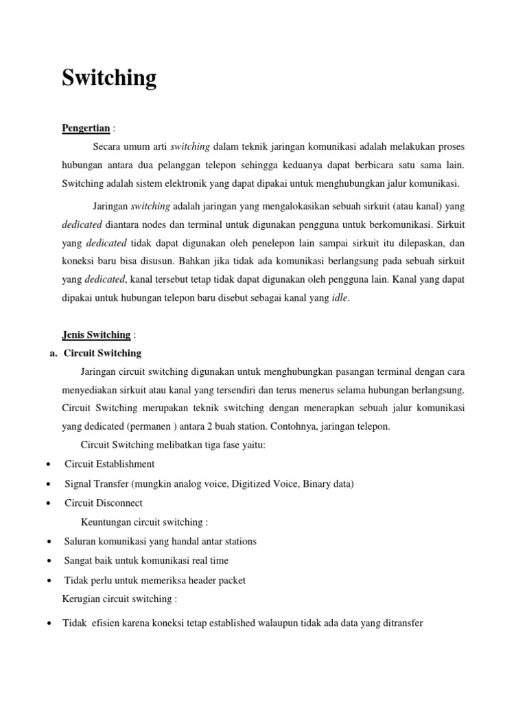 Teknik dan Jenis Switching Jaringan | PDF