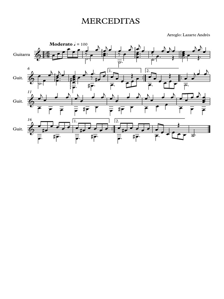 MERCEDITAS - Partitura Completa PDF | PDF