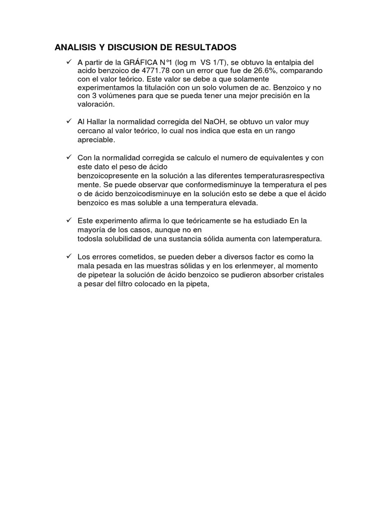 Analisis y Discusion de Resultados | PDF | Solubilidad | Concentración