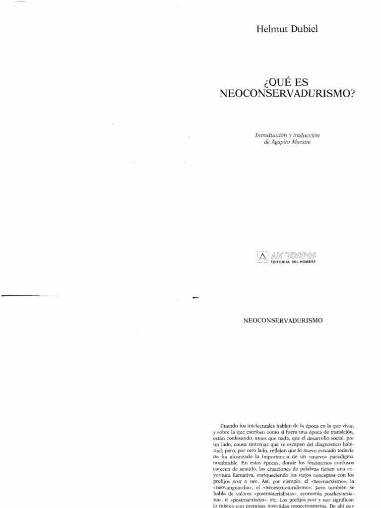 Helmut Dubiel Que Es Neoconservadurismo | PDF