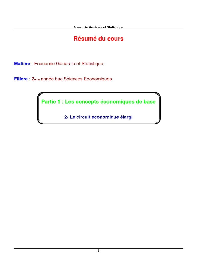 Circuit économique élargi en économie générale | PDF | Comptabilité ...