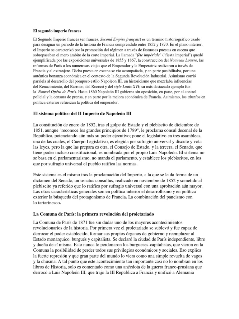 El Segundo Imperio Frances | PDF | Tercera República Francesa | Vichy ...