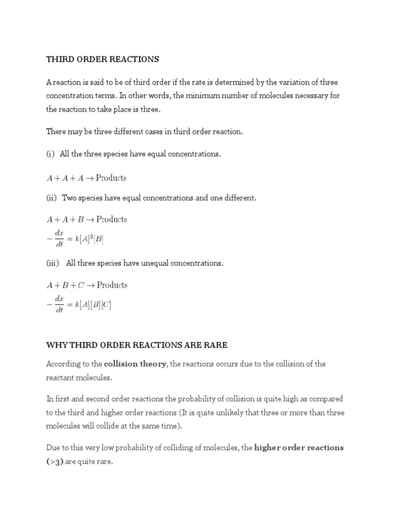 Third Order Reactions: ( 3) Are Quite Rare | Download Free PDF ...