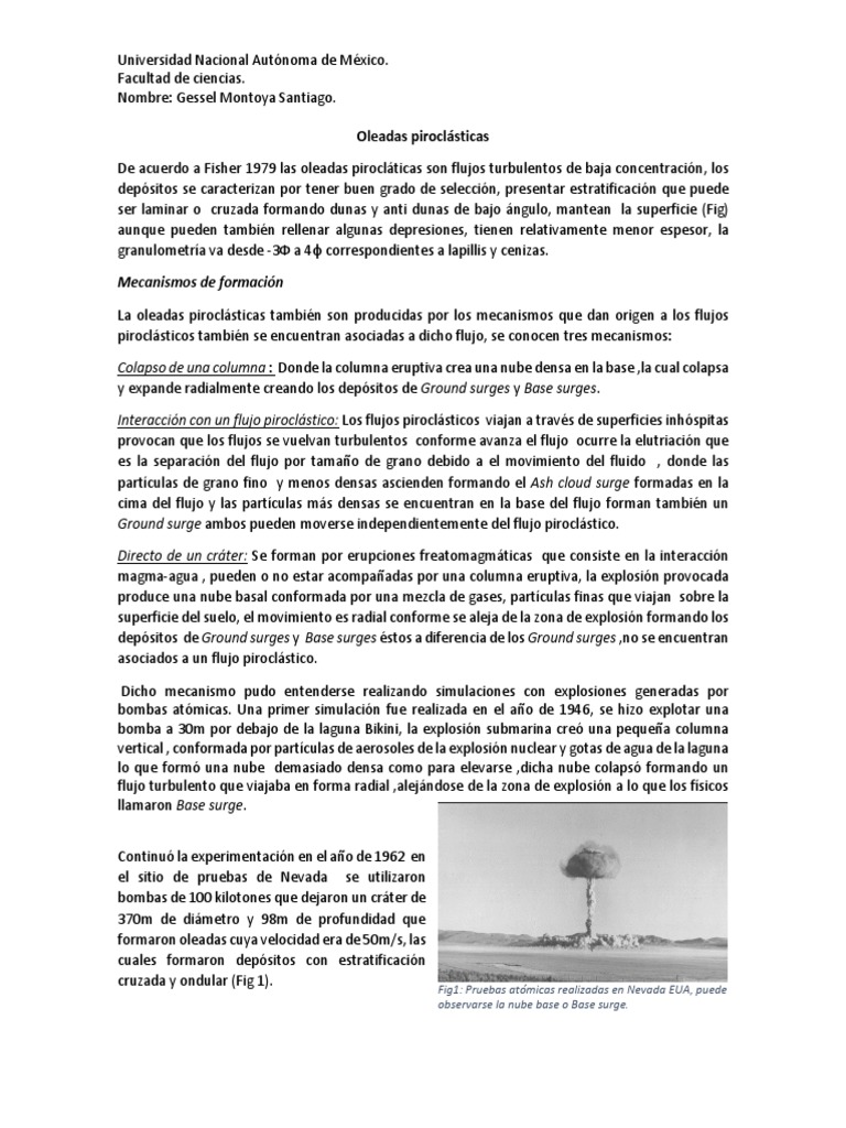 Oleadas Piroclásticas: Formación y Clasificación | PDF | Vulcanología ...