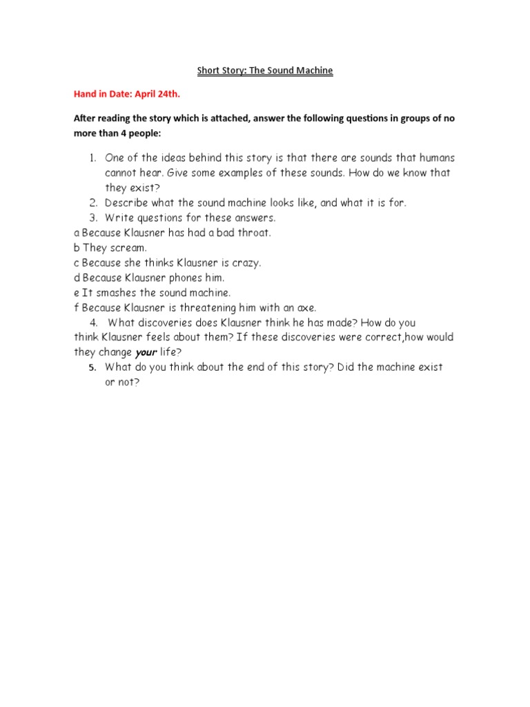 Short Story Activity | PDF