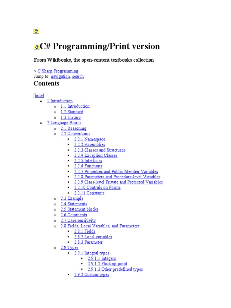 C# Programming/Print Version: From Wikibooks, The Open-Content Textbooks Collection | PDF | C ...