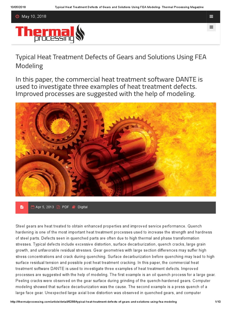 Typical Heat Treatment Defects of Gears and Solutions Using FEA ...