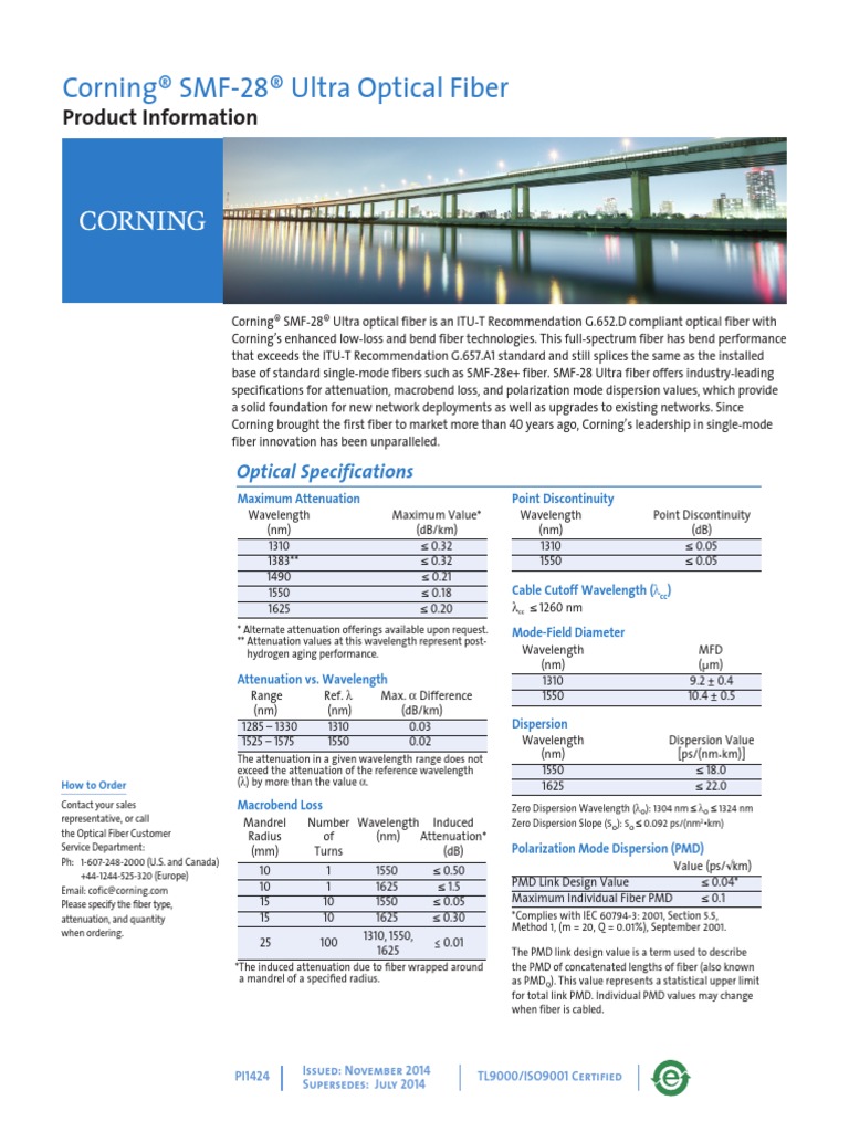 SMF-28 Ultra PDF | PDF | Attenuation | Optical Fiber
