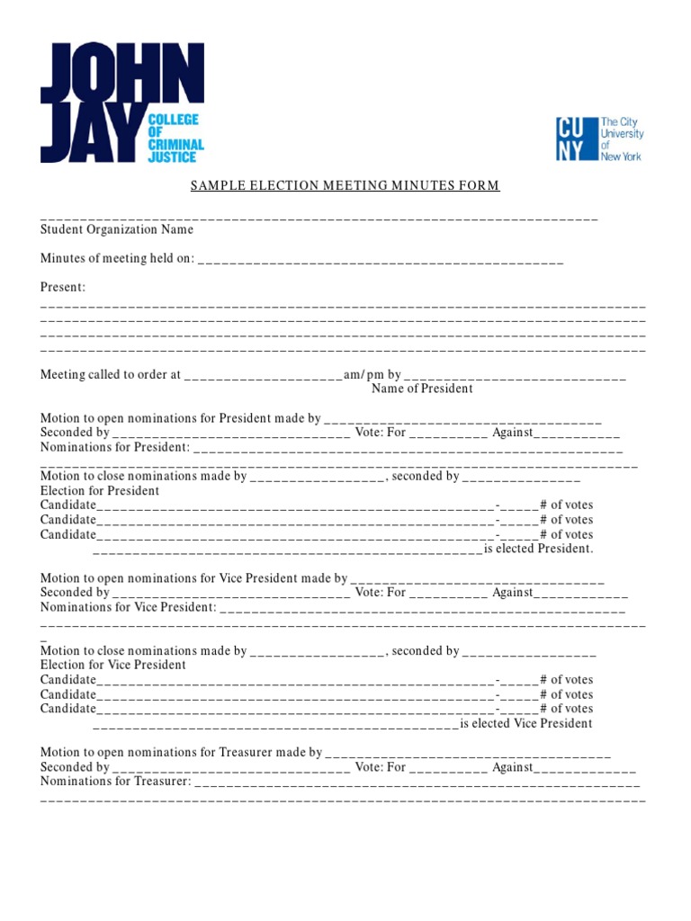 Sample Election Meeting Minutes Form | PDF | Organized Events | Document