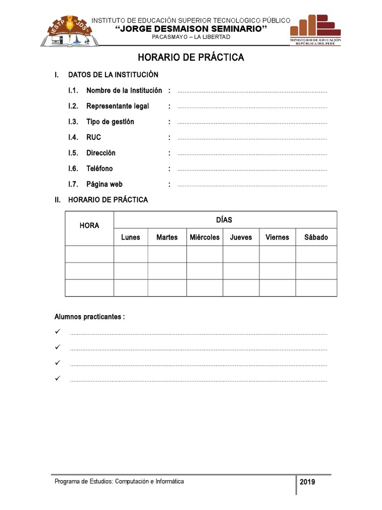 4 Ficha de Horario de Práctica | PDF