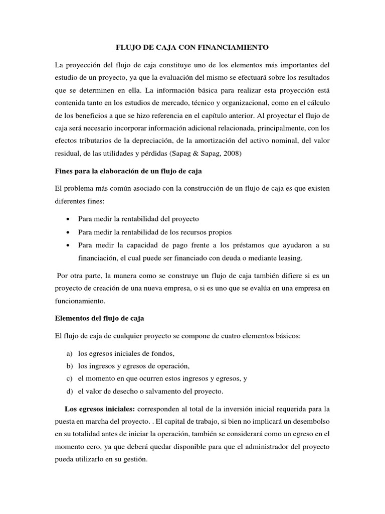 Flujo de Caja Con Financiamiento | PDF | Depreciación | Amortización (Negocio)