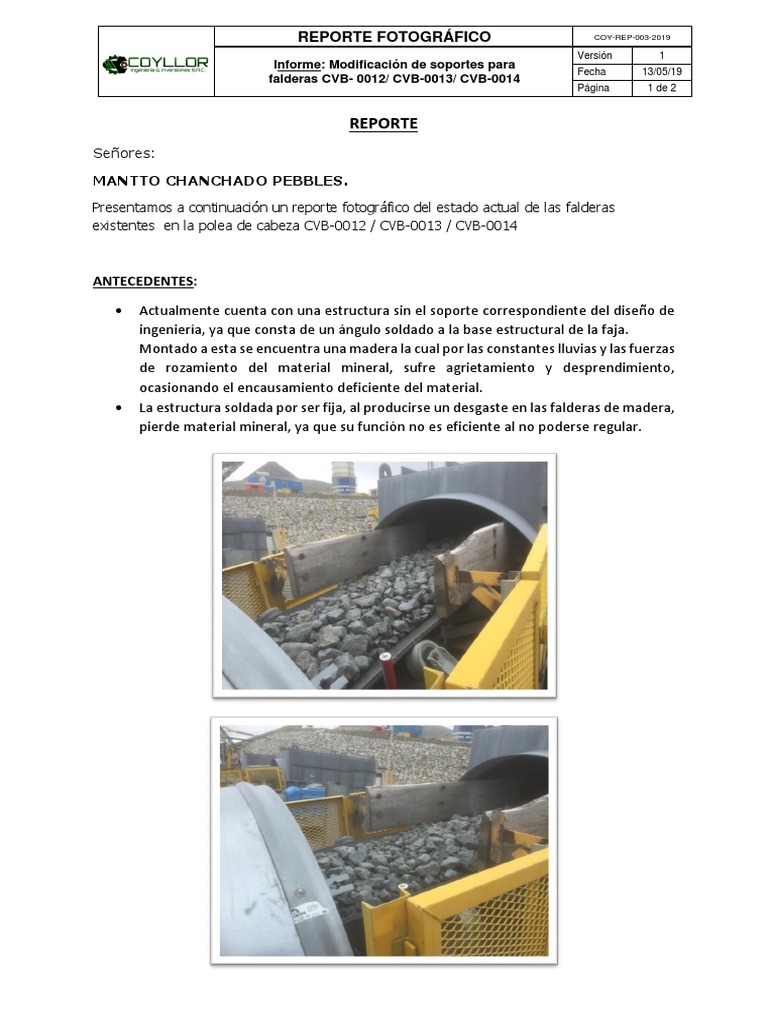 Instalación de Grating y Guardas de Protección en La Polea de Cola de ...