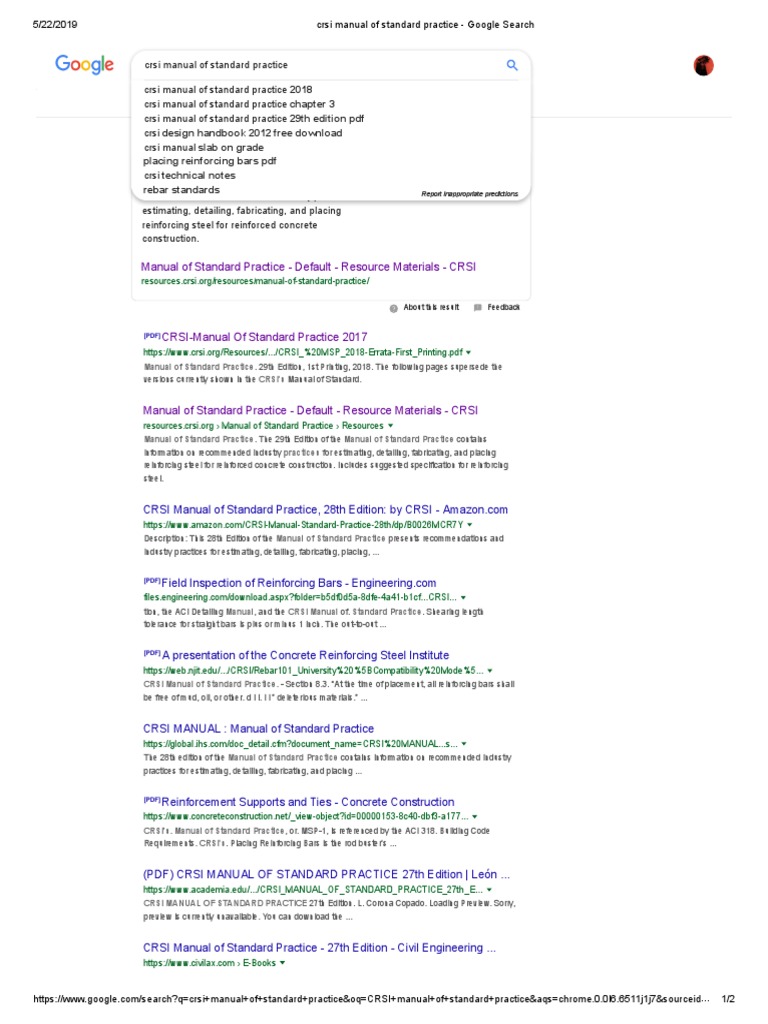 Crsi Manual of Standard Practice - Google Search | Reinforced Concrete ...