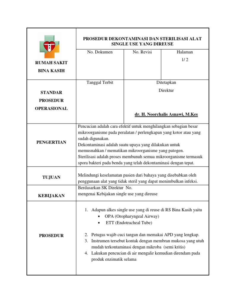 Spo Dekontaminasi Dan Sterilisasi | PDF | Sains & Matematika