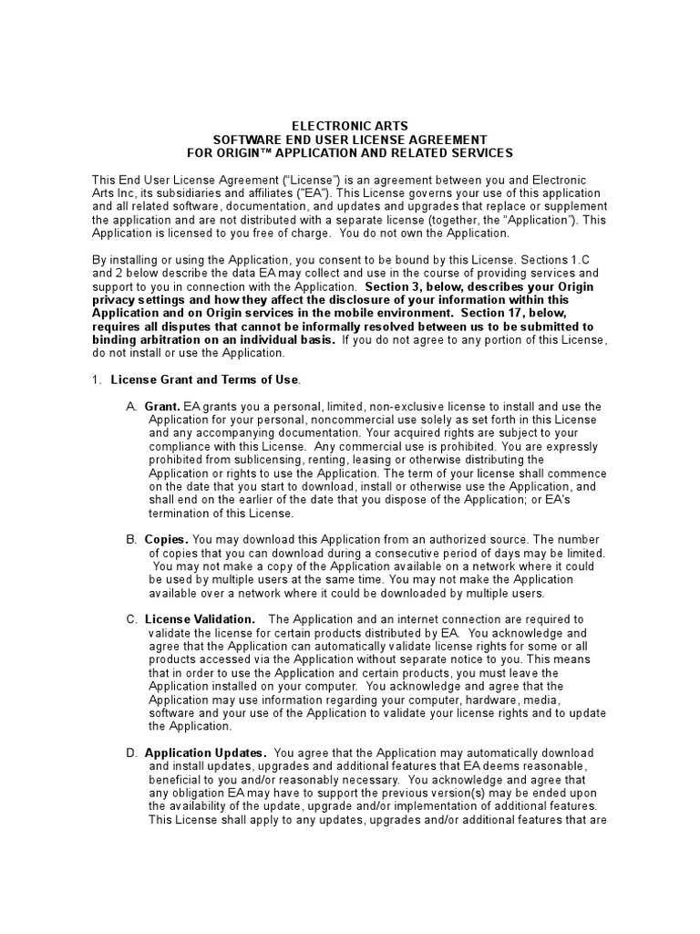EA End User Agreement (The Sims 4) | PDF | Arbitration | Damages