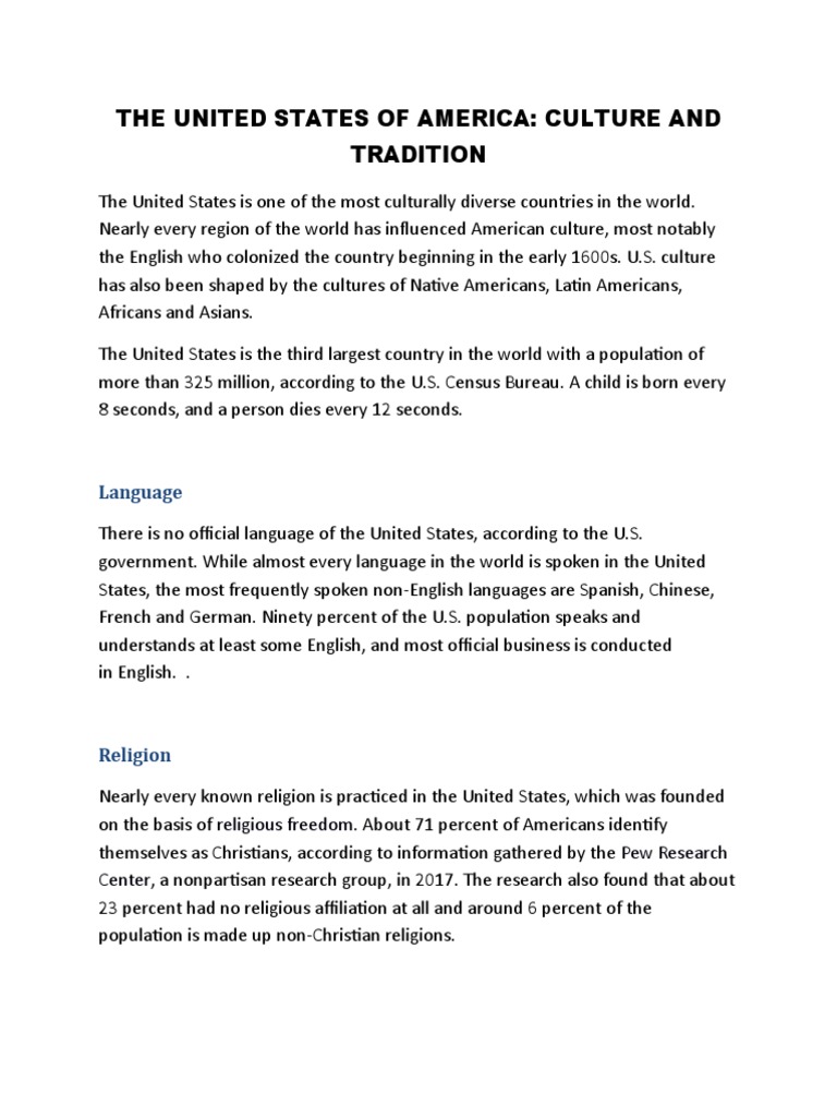 The United States of America | PDF | Culture Of The United States | The ...