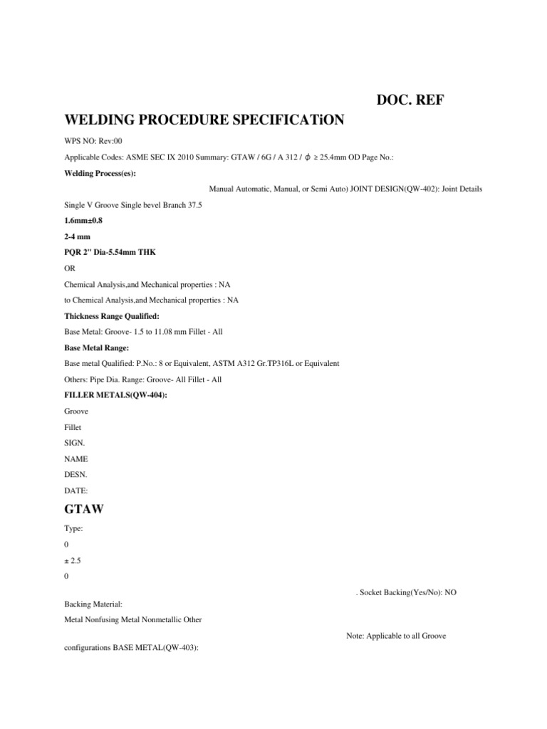 WPS GTAW Stainless Steel | PDF | Welding | Construction