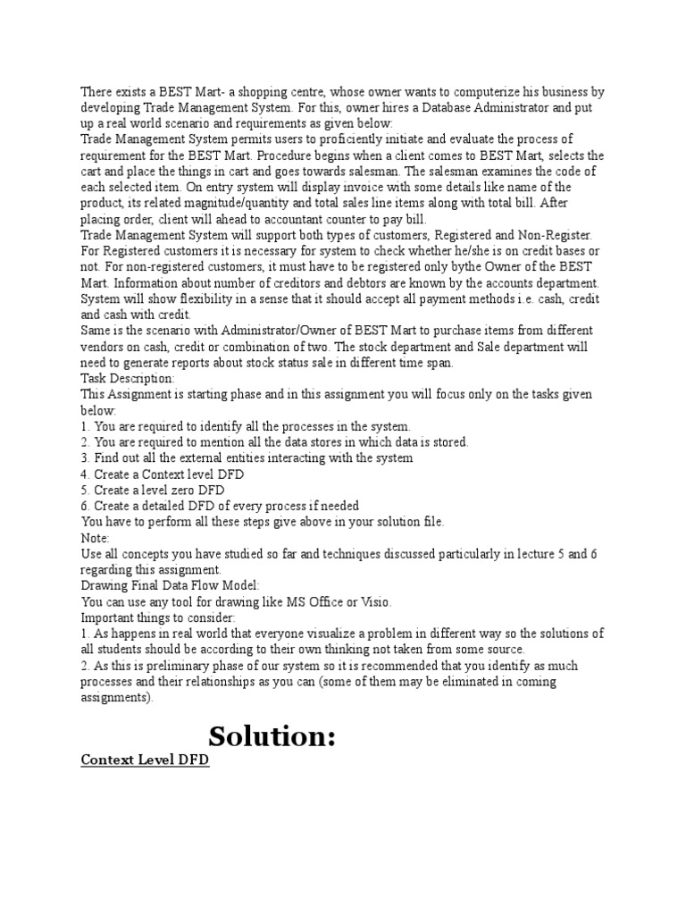 Solution:: Context Level DFD | PDF | Invoice | Sales
