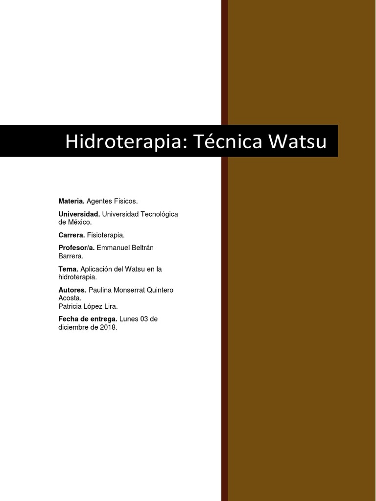 Técnica Watsu. | PDF | Masaje | Agua